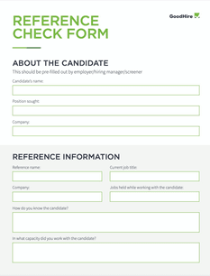 Reference Check Forms [Free Template] | GoodHire
