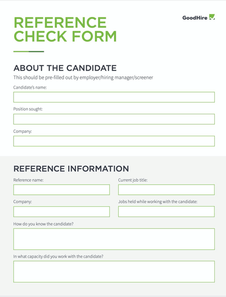 Reference Check Forms [Free Template] | GoodHire